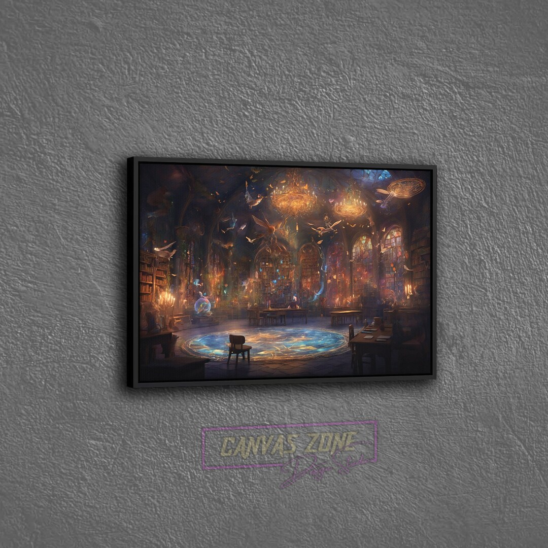 Wizard Library Painting, Fantasy Library Painting, Fantasy Bookstore ...