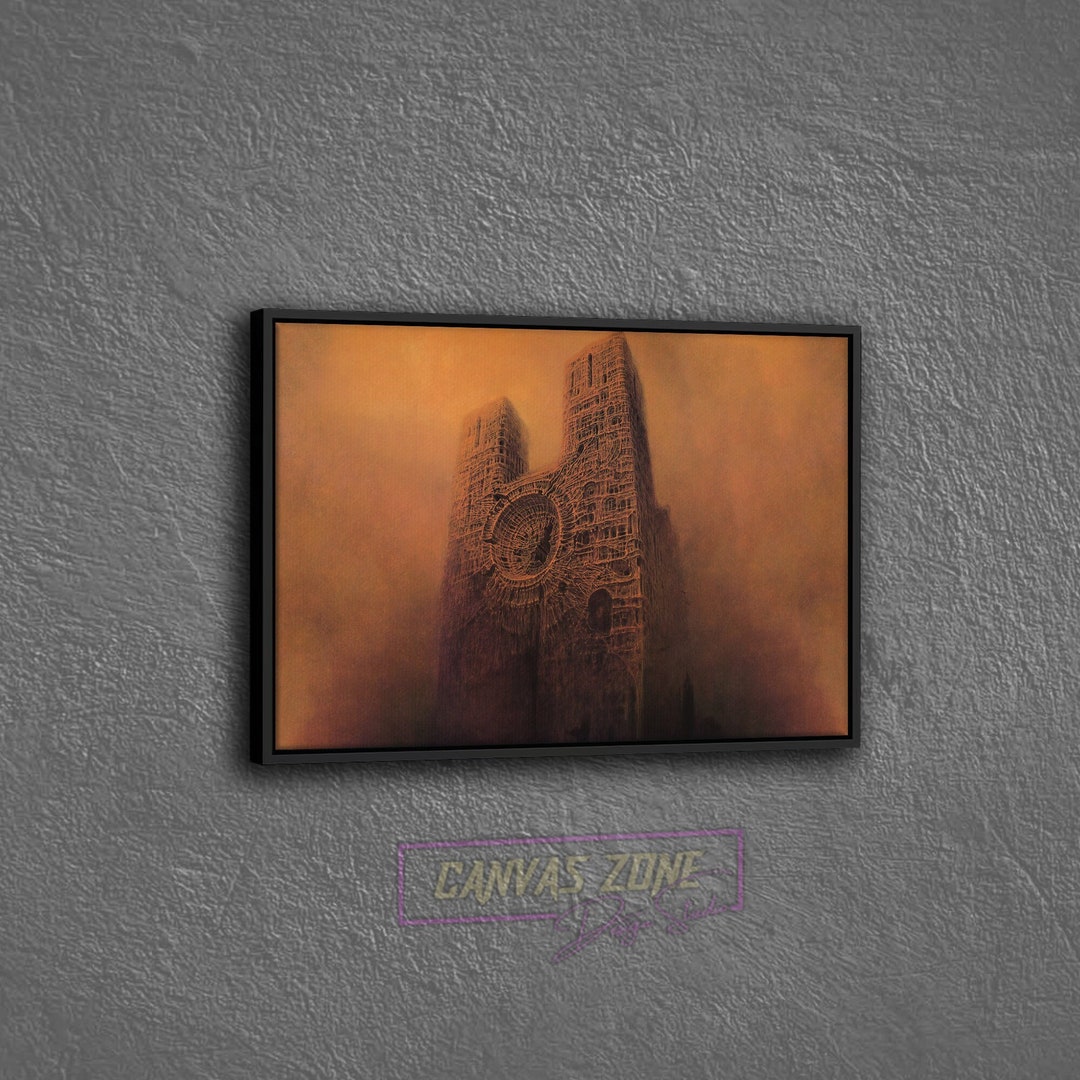Psychedelic Cathedral Printed Canvas, Painting of Zdzislaw Beksinski ...