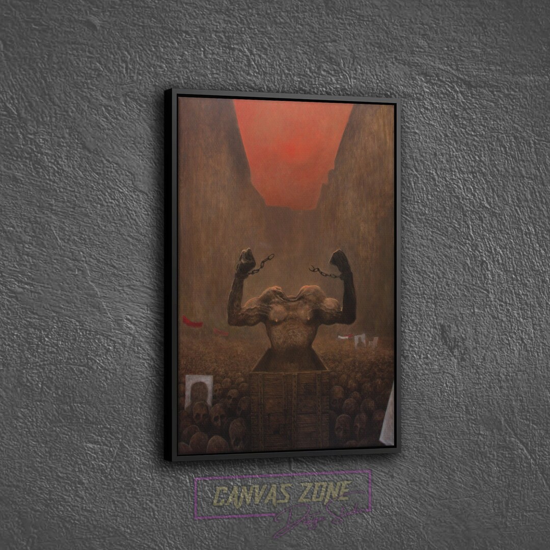 Freedom Skeleton Painting Canvas, Painting of Zdzislaw Beksinski Wall ...