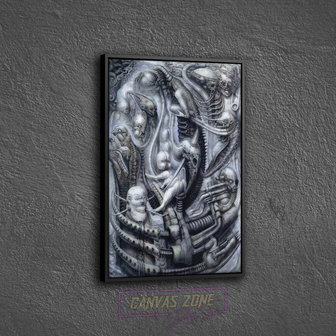 Giger Alien Poster Canvas, Painting of Hr Giger Wall Decor, Surreal ...
