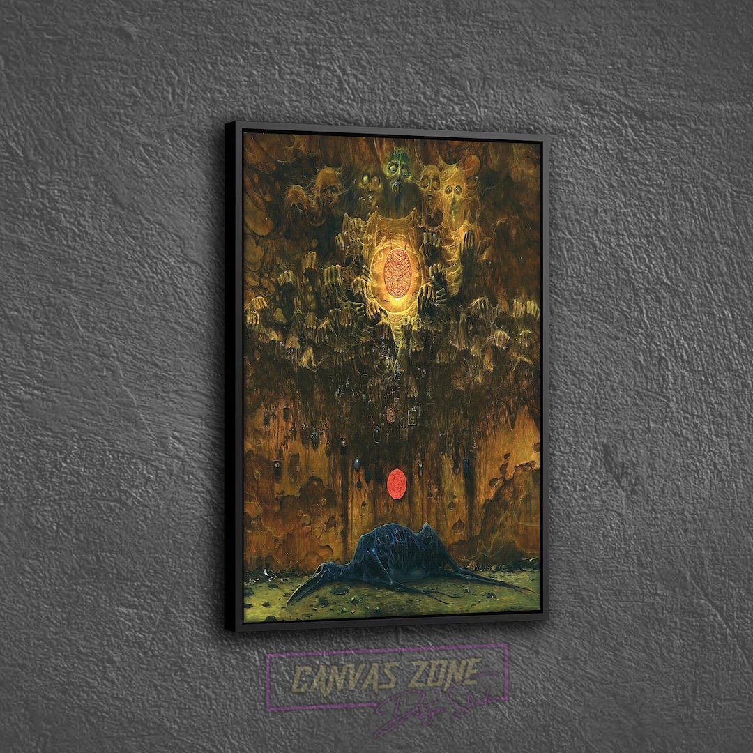 Dystopian Surreal Painting Canvas, Painting of Zdzislaw Beksinski Wall ...