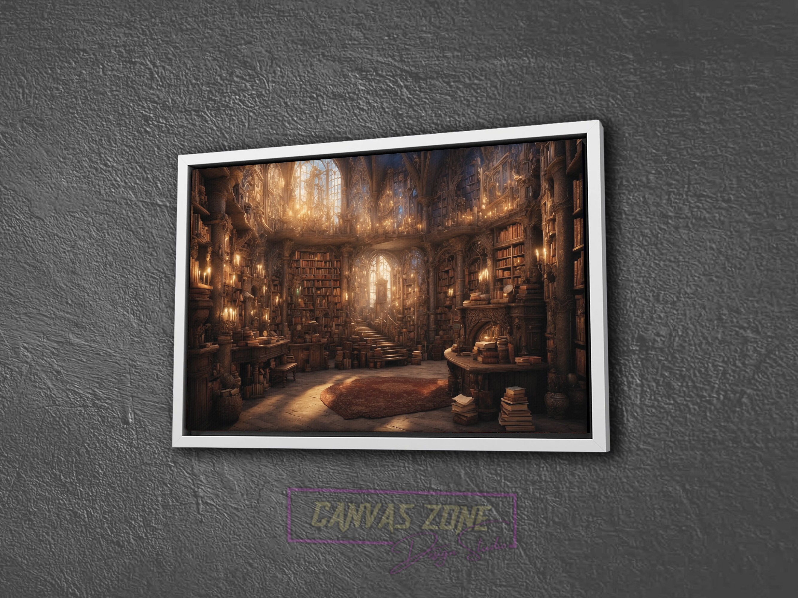 Wizard Library Painting, Fantasy Library Painting, Fantasy Bookstore ...