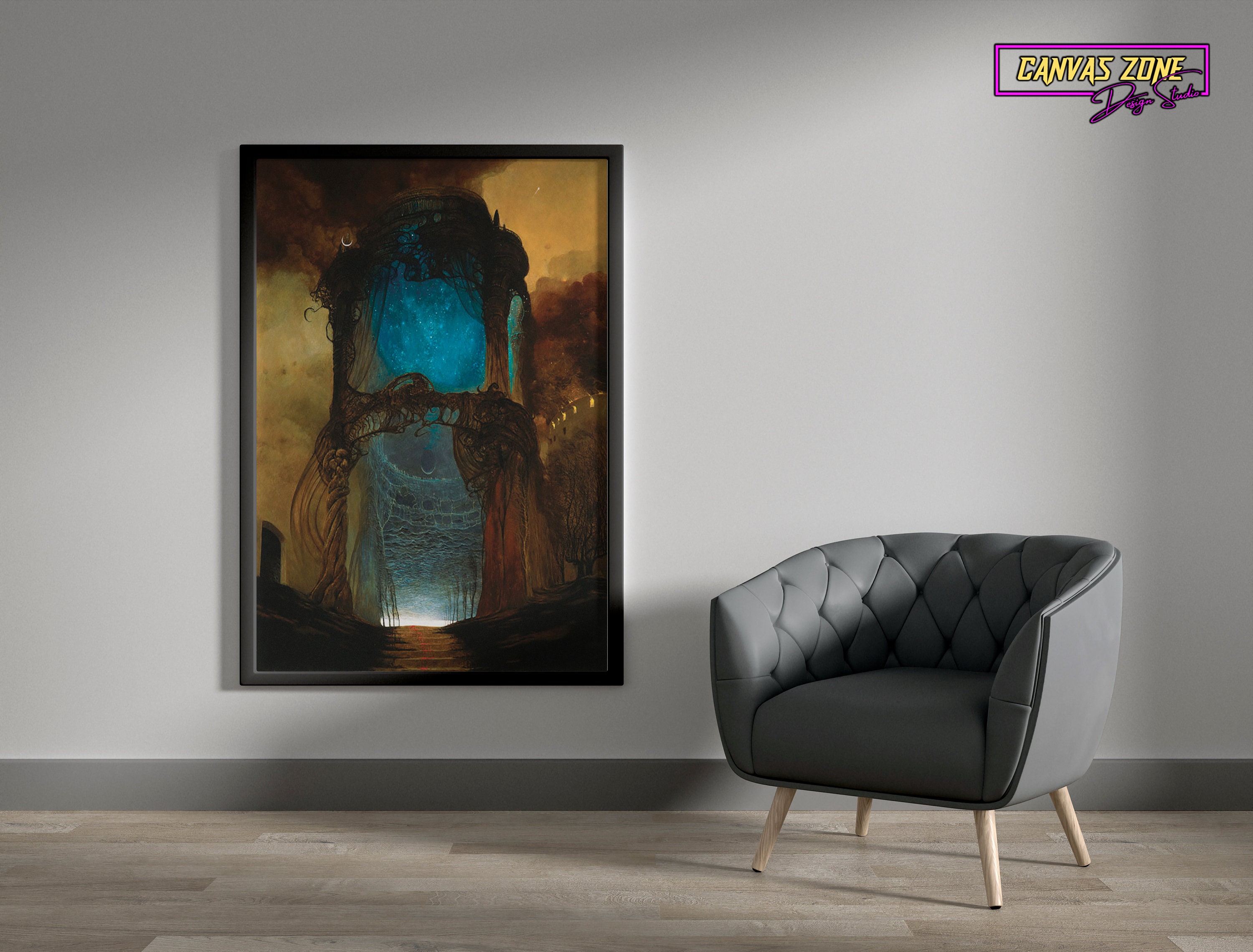 Mythical Gate Painting Canvas, Painting of Zdzislaw Beksinski Wall ...