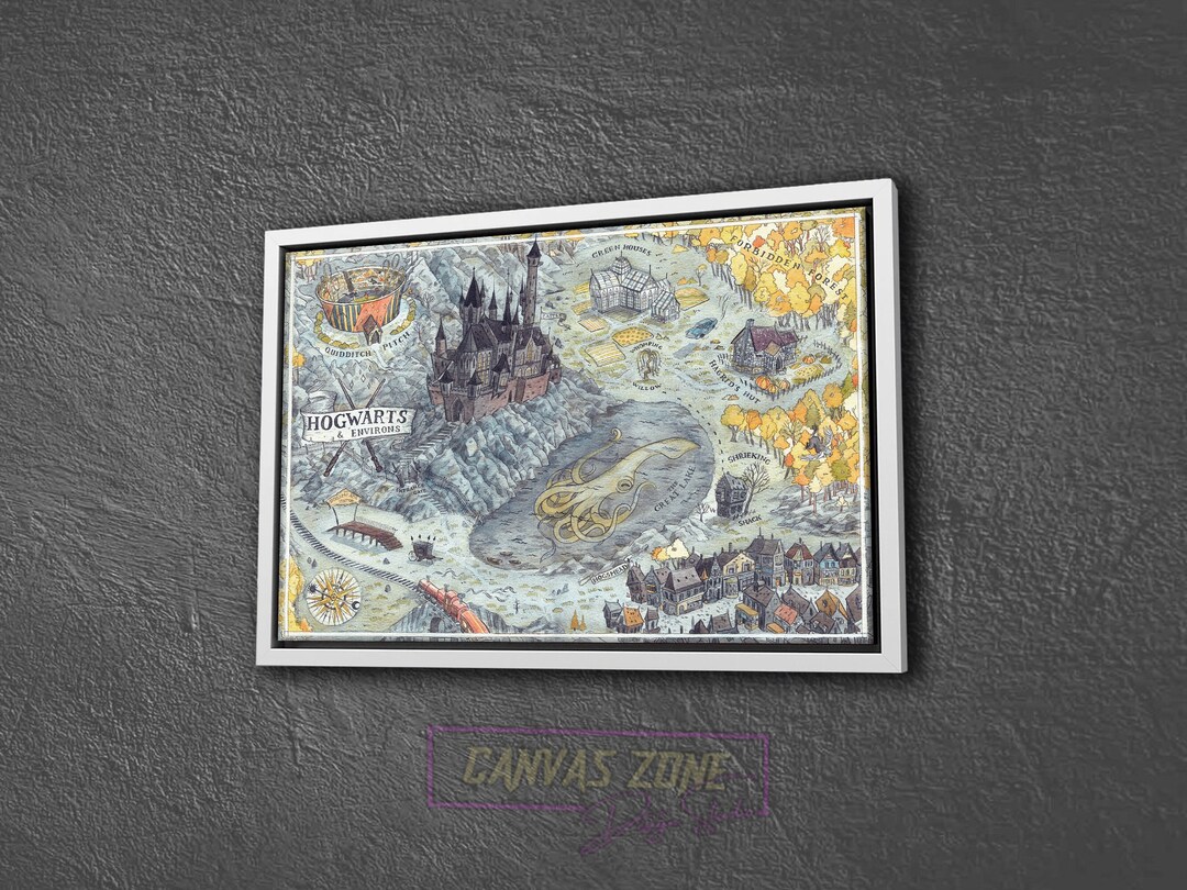 Wizardry School Map, Magical School Map Canvas Poster, Magical Academy ...