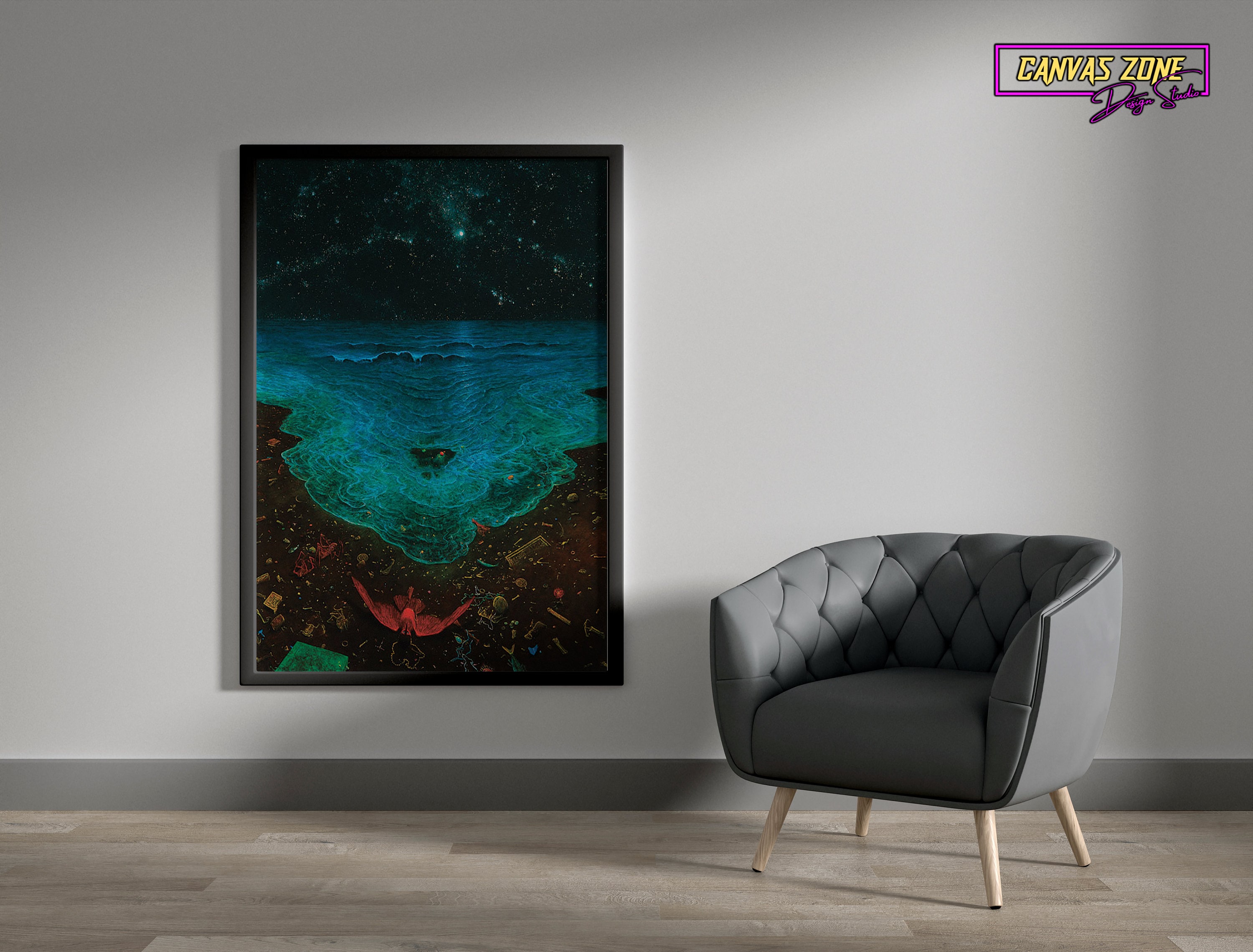 Dark Ocean Painting Canvas, Painting of Zdzislaw Beksinski Wall Decor ...