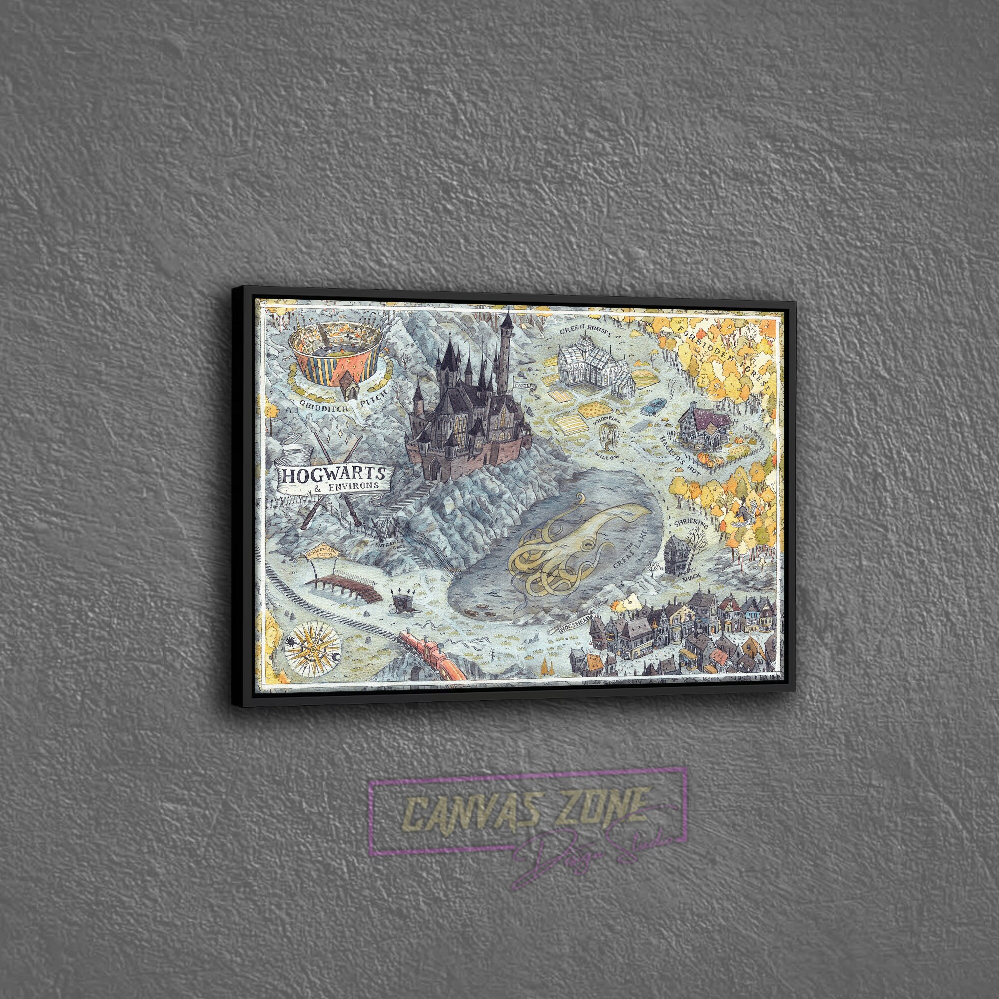 Wizardry School Map, Magical School Map Canvas Poster, Magical Academy ...