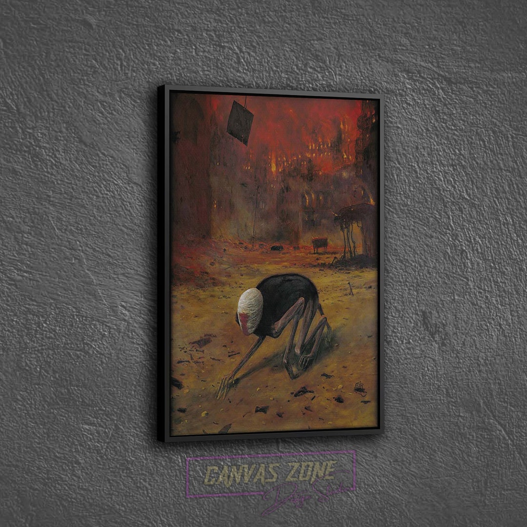 Dystopian Surreal Painting Canvas, Painting of Zdzislaw Beksinski Wall ...