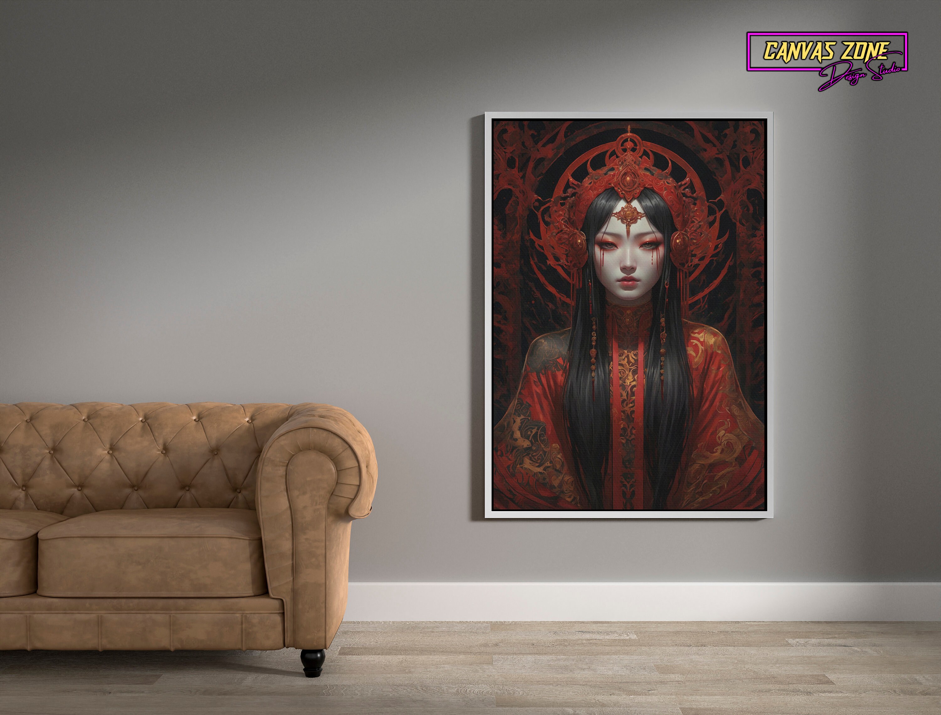 Japanese Traditional Canvas, Japanese Goth Canvas, Japanese Girl Art ...