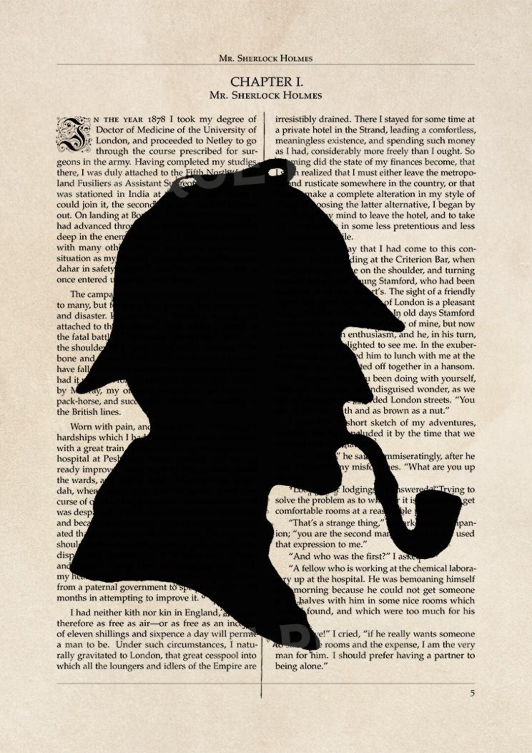 Sherlock Holmes Book Page Art Print | Literary Wall Decor | Victorian ...