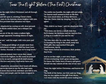 Twas the Night Before (the First) Christmas - Christian Print, Poem ...