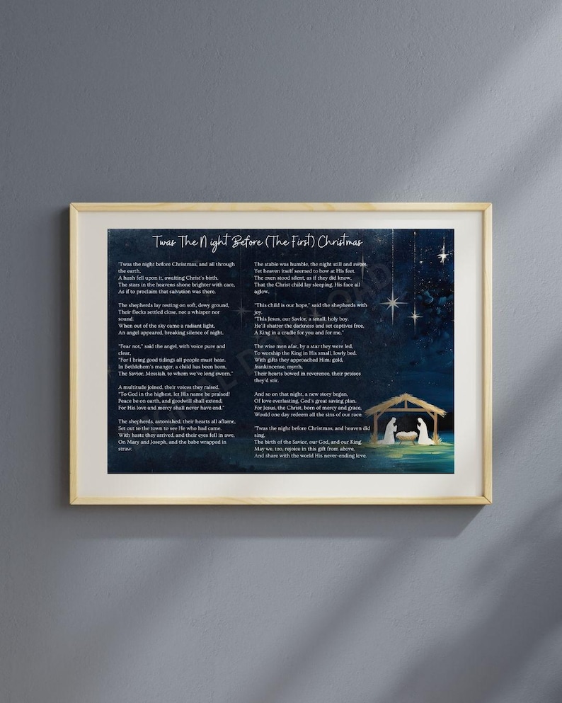 Twas the Night Before (the First) Christmas - Christian Print, Poem ...