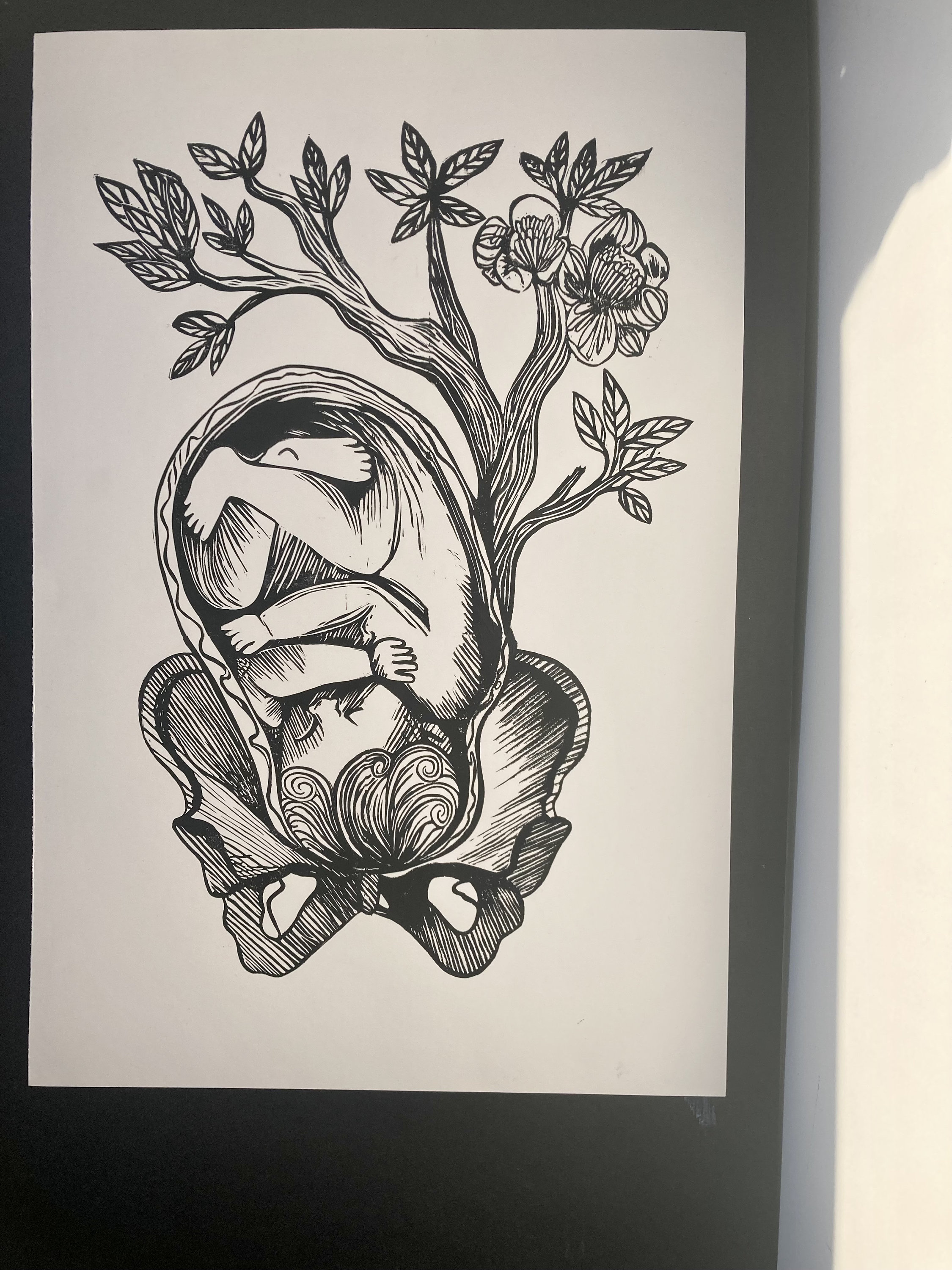 Psalm 139:13 Linoleum Print Hand Carved and Printed Pro Life, Baby in ...