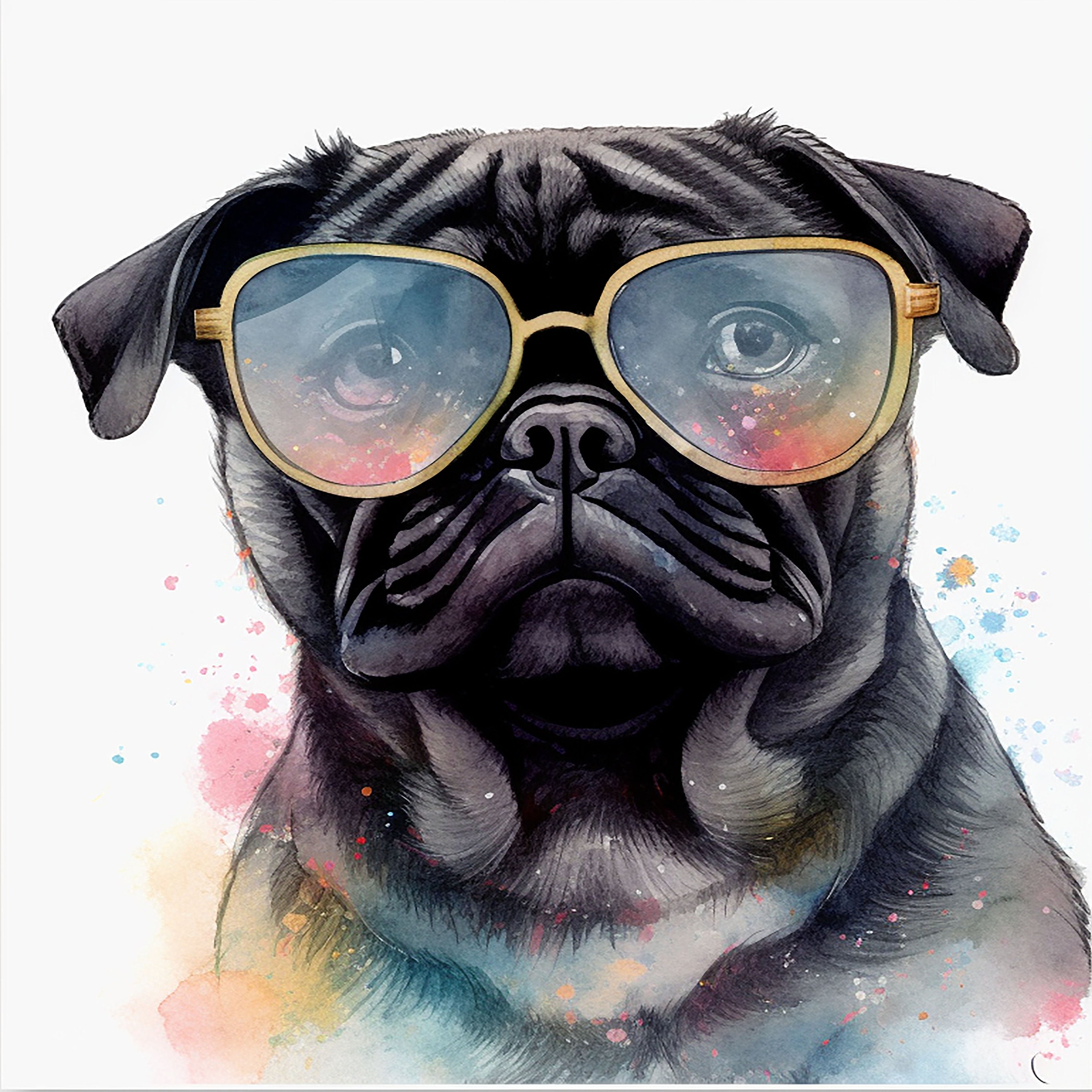 Watercolor Pug in Sunglasses Set of 3 Prints - Etsy