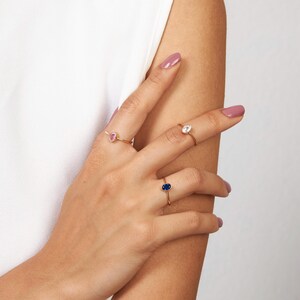 Oval Birthstone Ring, Dainty Gemstone Ring, Birthstone Jewelry, Stacking Ring, Gift for Her ...