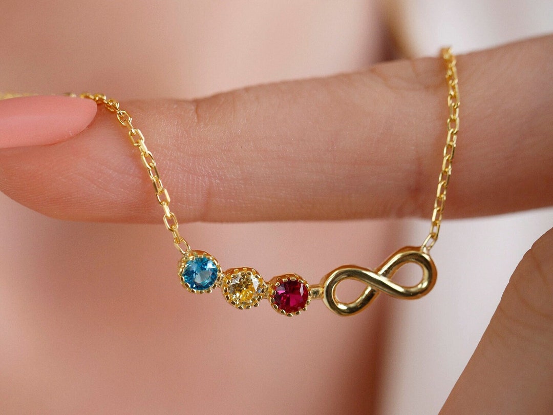 Multi-stone Birthstone Necklace, Infinity Birthstone Jewelry ...