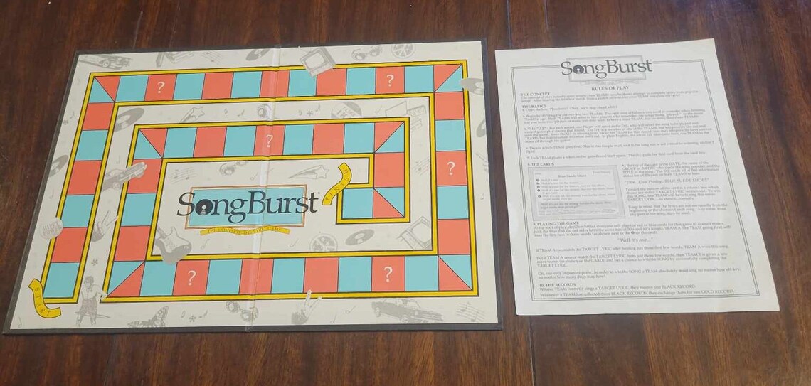 Song Burst - 50's & 60's Edition - Vintage Board Game - 1990 Hersch ...