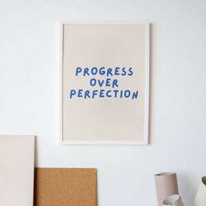 Progress Over Perfection Minimalistic Scandinavian Wall Art Instant ...