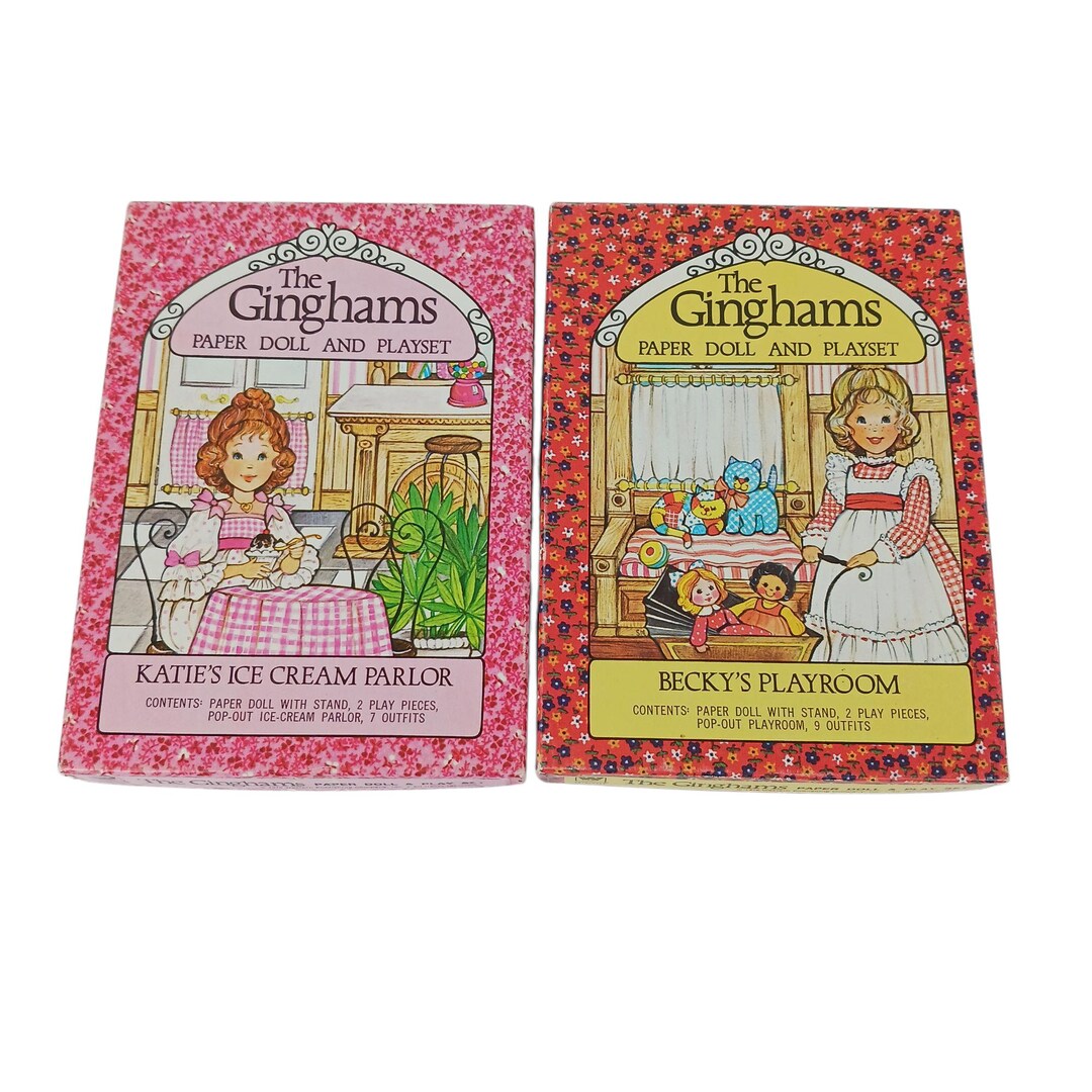 Vtg 1976 the Ginghams Paper Doll Sets Becky's Playroom & Katie's Ice ...