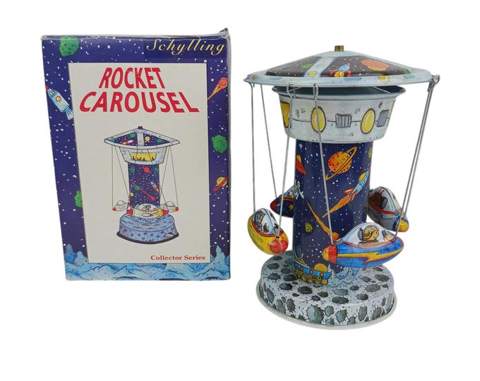 Schylling Space Rocket Carousel Tin Toy Collector Series Box Works - Etsy