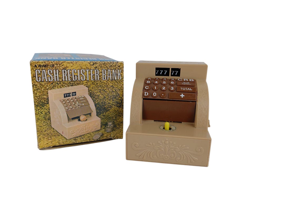 Vintage Mechanical Cash Register Bank With Hand Snatching Action Wind ...