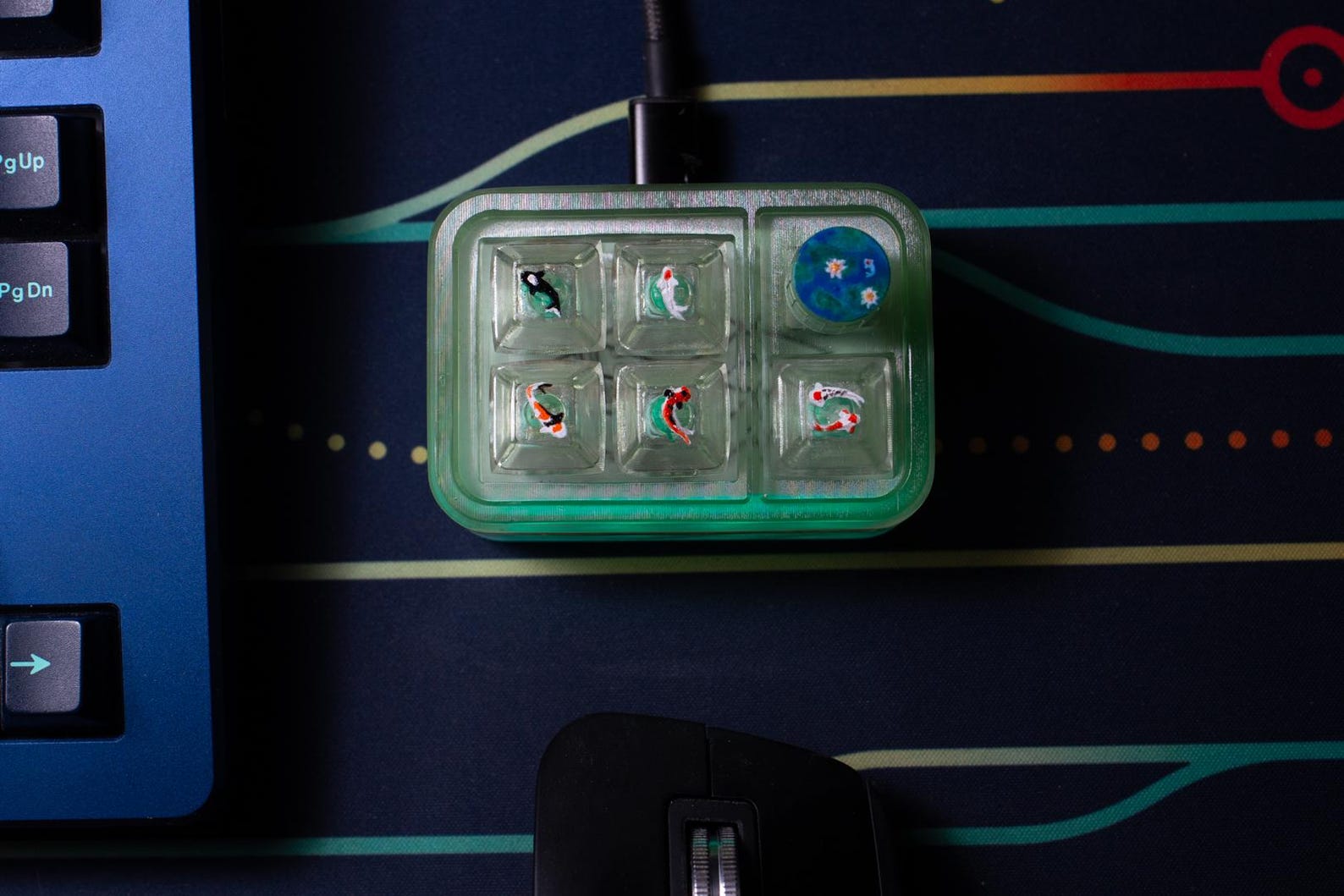 Koi Pond-themed Bento Mechanical Keyboard Macropad (5-keys, Rotary ...