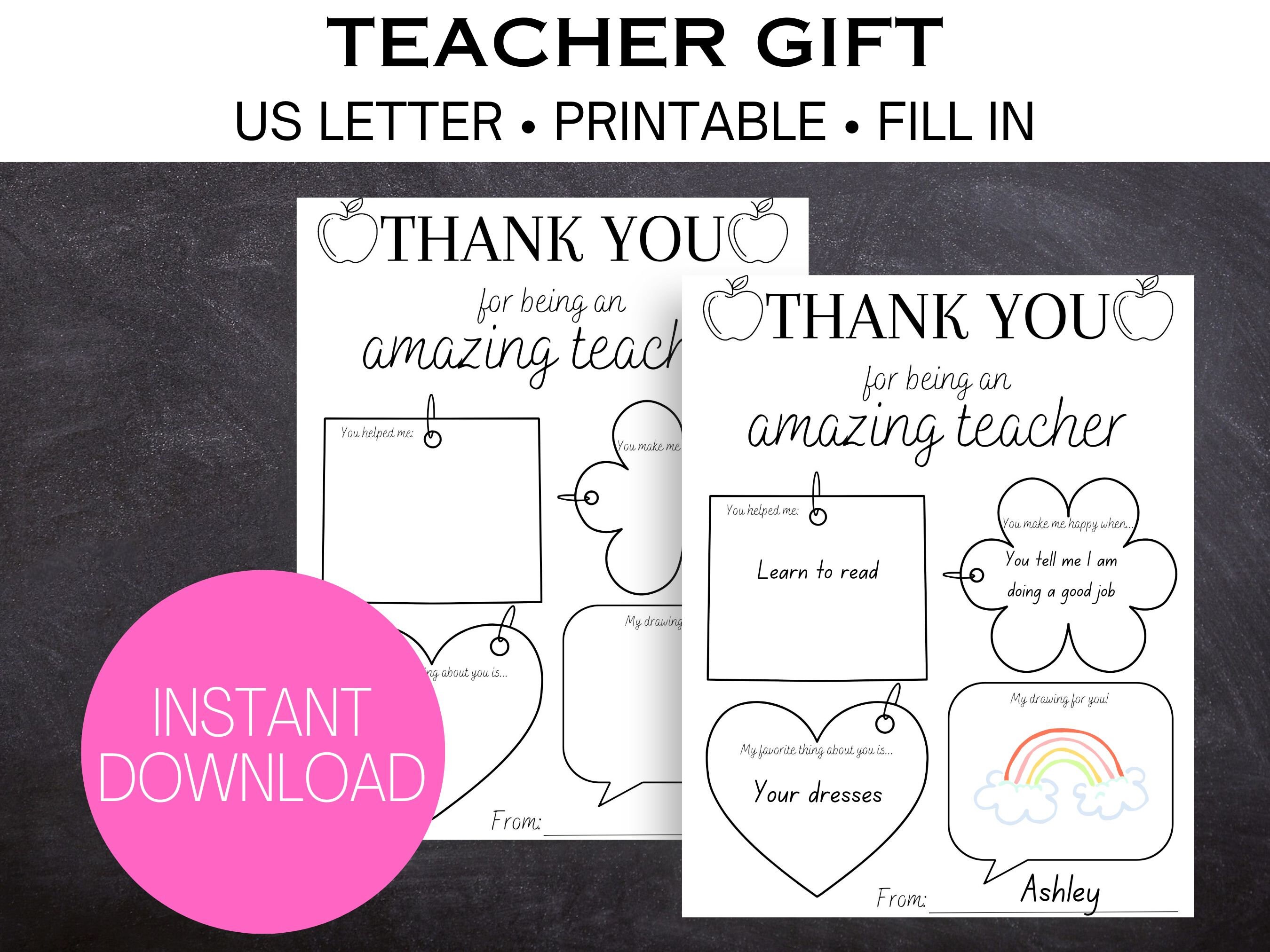 Teacher Appreciation Printable - Etsy