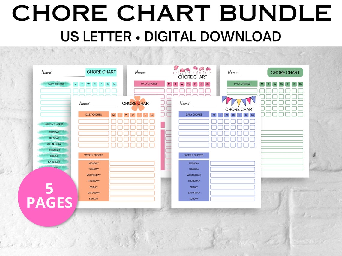 Chore Chart Printable Bundle - Etsy