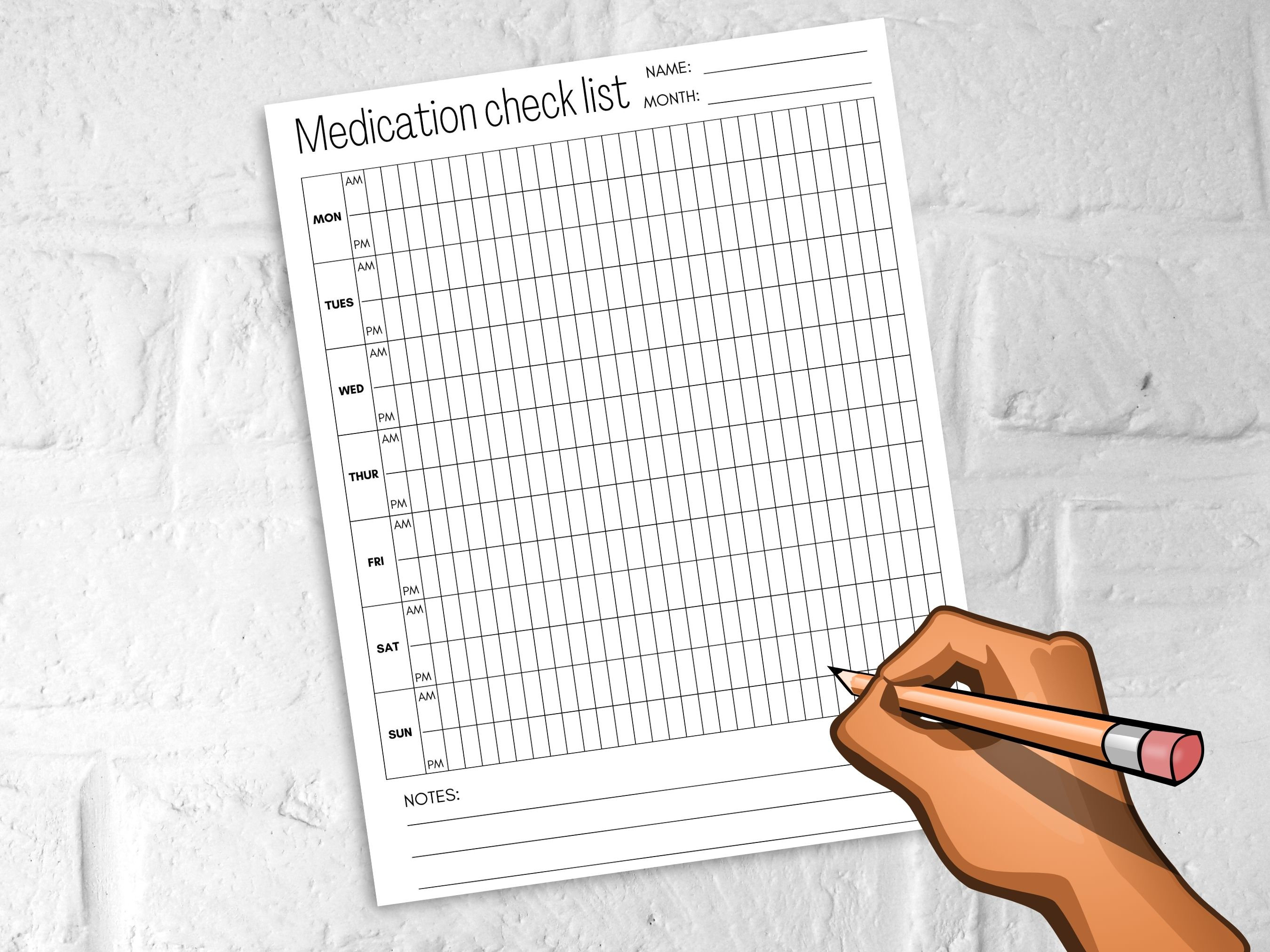 Medication Check List - Etsy