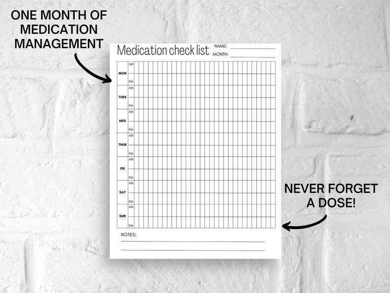 Medication Check List - Etsy