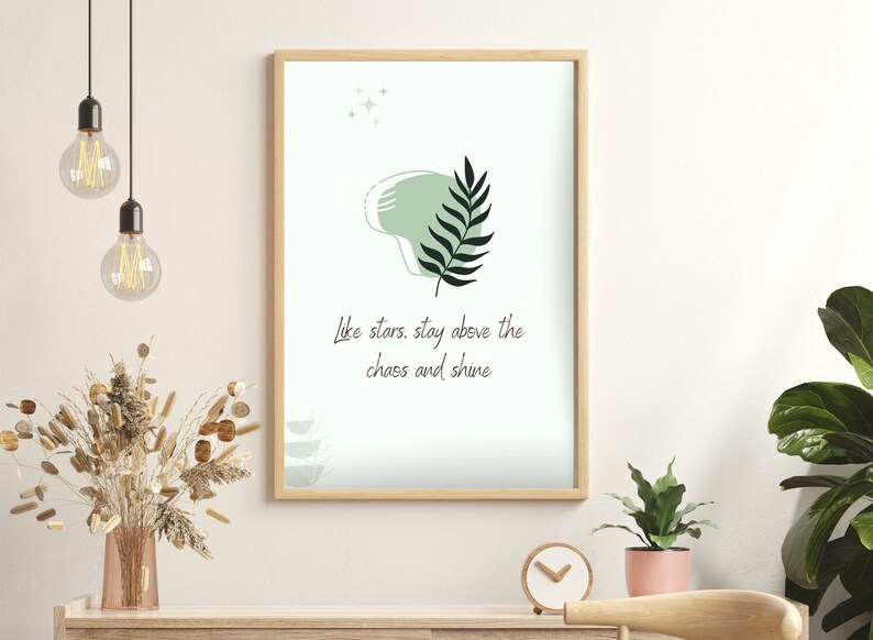 Motivational Boho Poster Green Wall Art Botanical Wall Prints ...