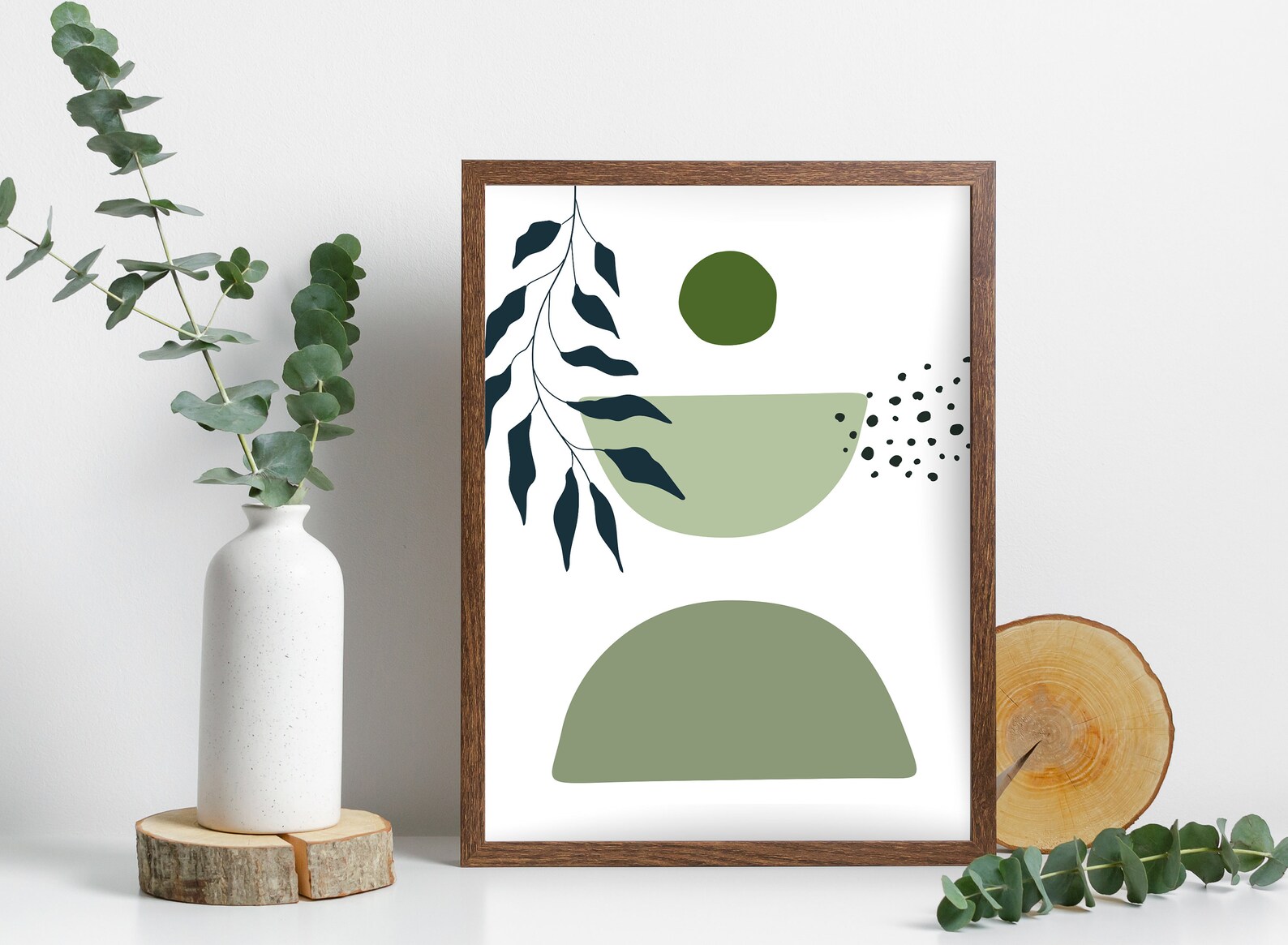 Minimalistic Green Boho Wall Art Botanical Wall Prints Abstract Wall ...