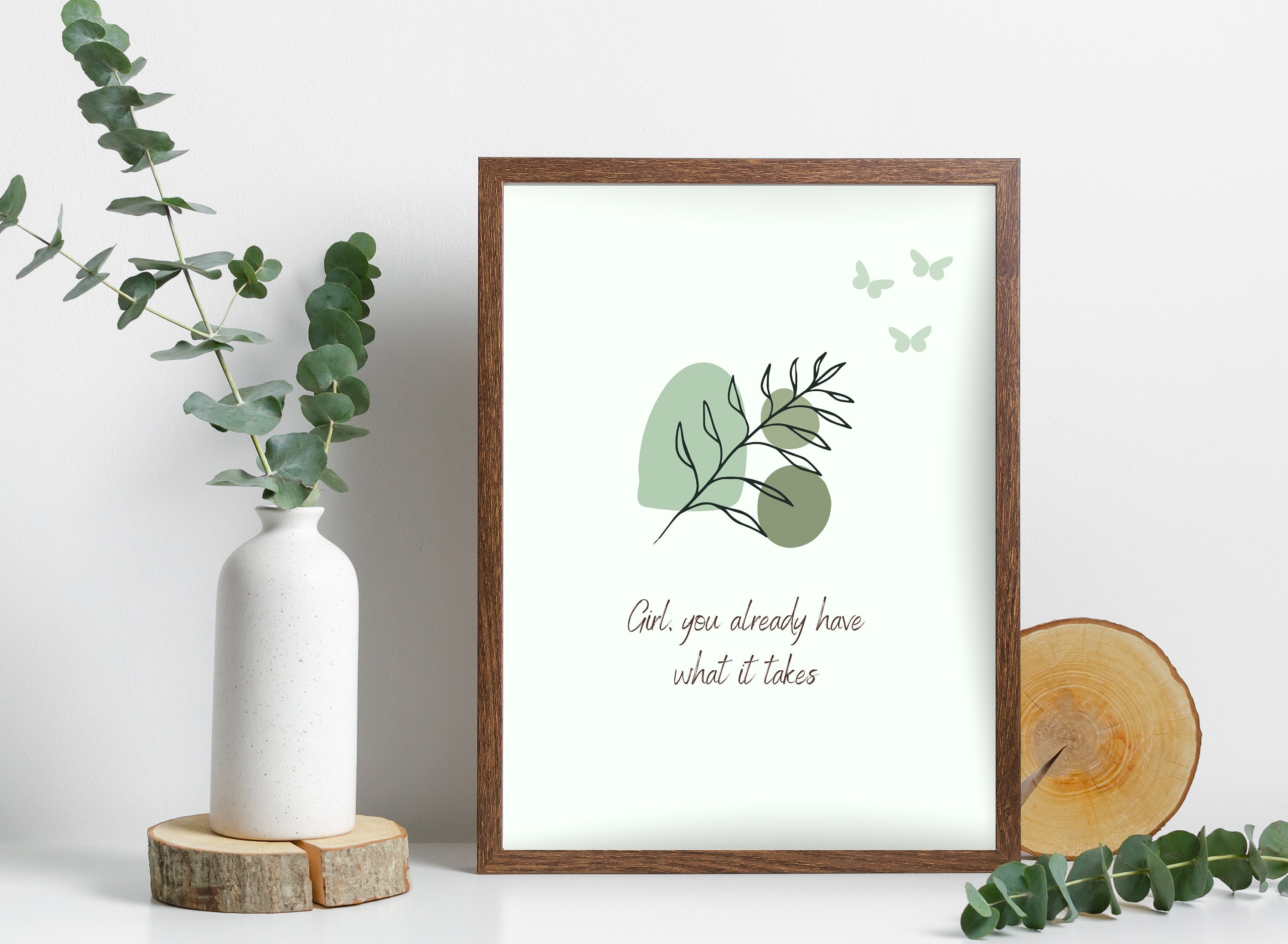 Motivational Boho Poster Green Wall Art Botanical Wall Prints ...