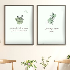 Motivational Boho Poster Green Wall Art Botanical Wall Prints ...