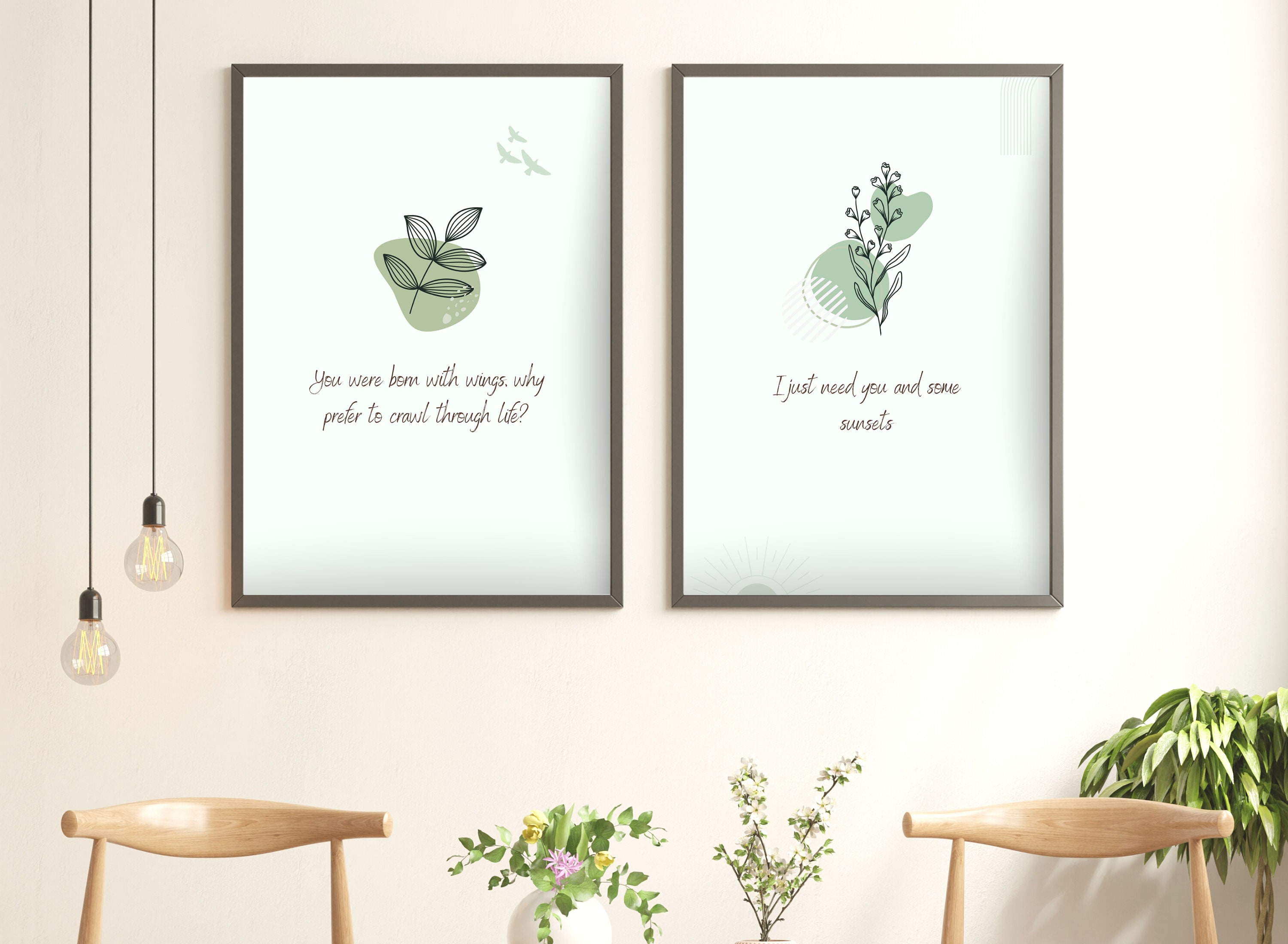 Motivational Boho Poster Green Wall Art Botanical Wall Prints ...