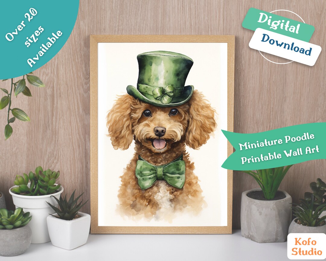 Miniature Poodle in Ireland Instant Download Watercolour Gift for ...
