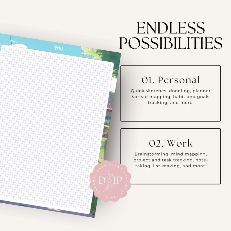 Anime Grid Page Printable, Planner Inserts, Notes, A4/a5/letter/half ...