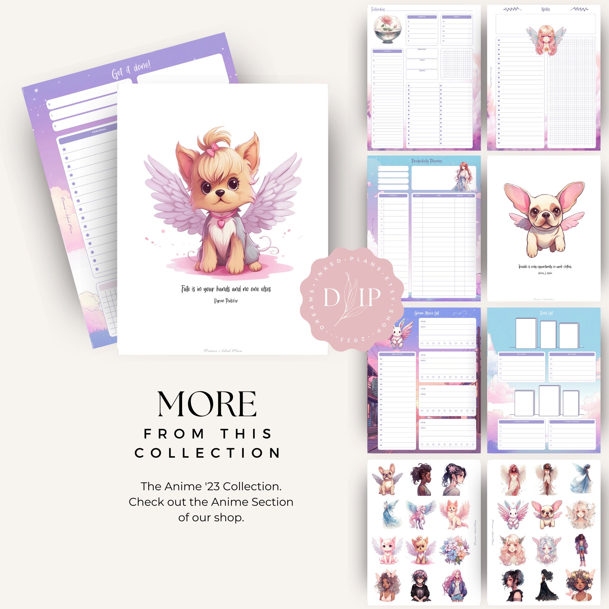 Anime Grid Page Printable, Planner Inserts, Notes, A4/a5/letter/half ...