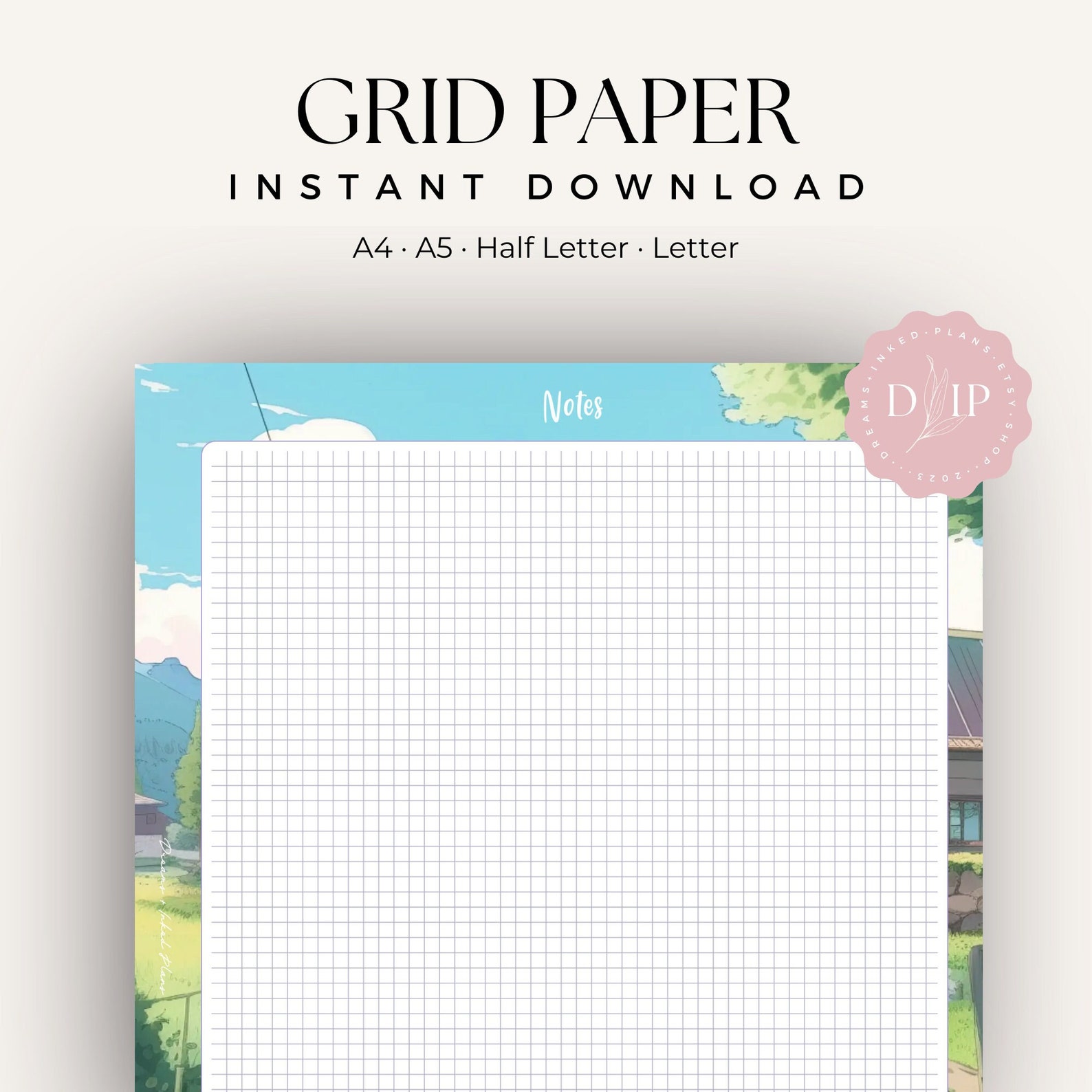 Anime Grid Page Printable, Planner Inserts, Notes, A4/a5/letter/half ...