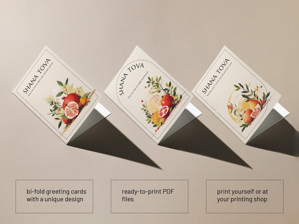4 Printable Rosh Hashanah Greetings Cards Shana Tova - Etsy