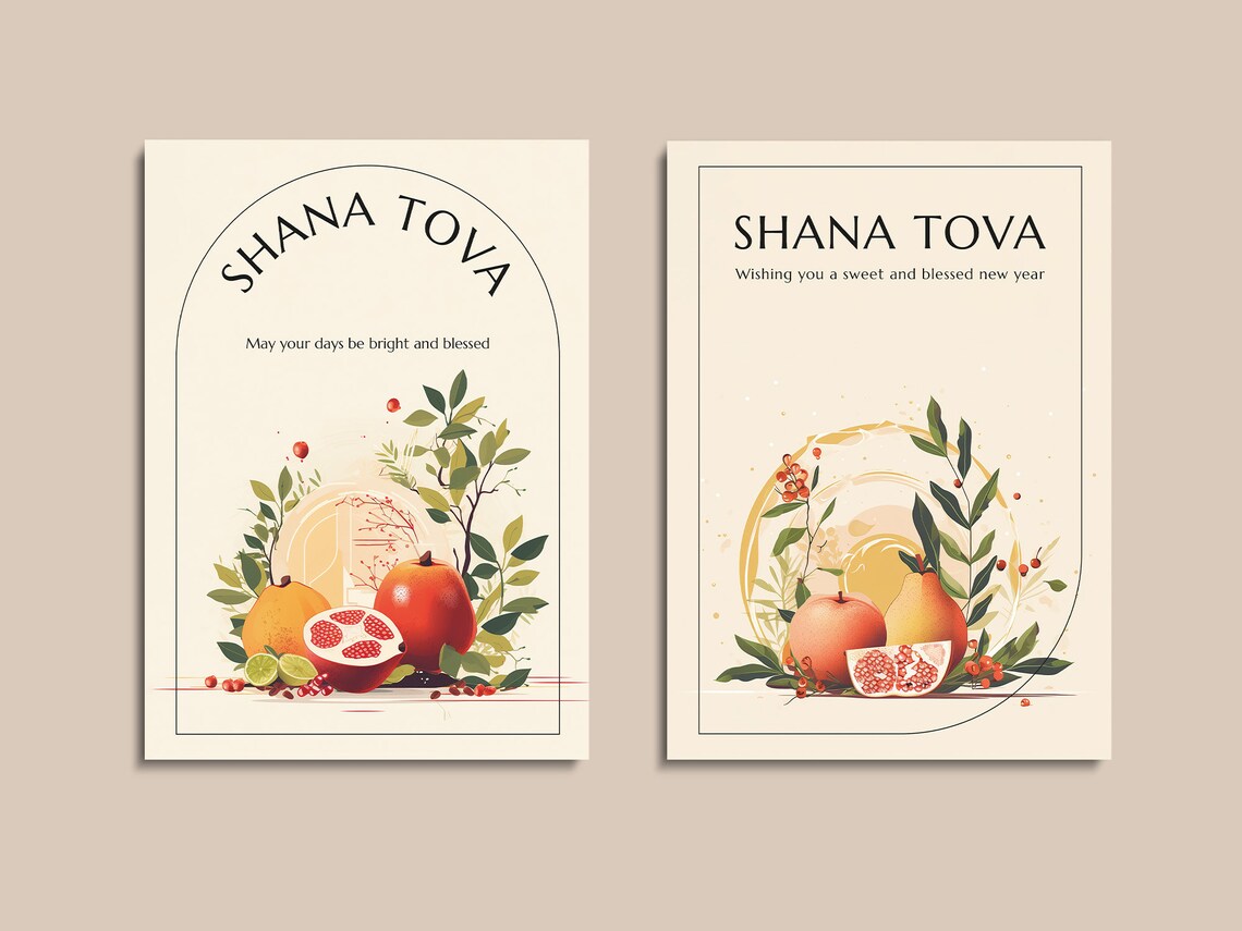4 Printable Rosh Hashanah Greetings Cards Shana Tova - Etsy