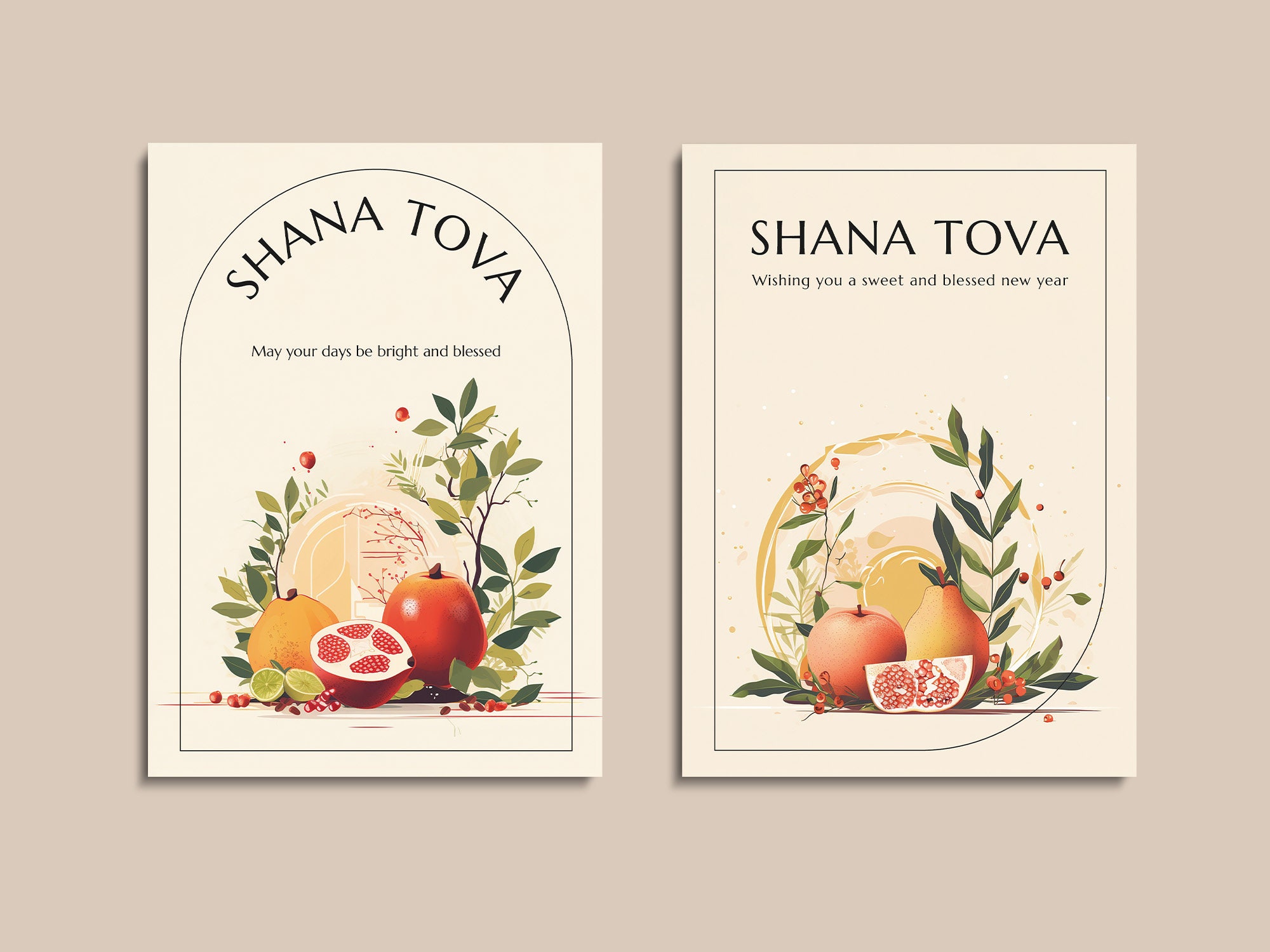 4 Printable Rosh Hashanah Greetings Cards | Shana Tova | Jewish New ...