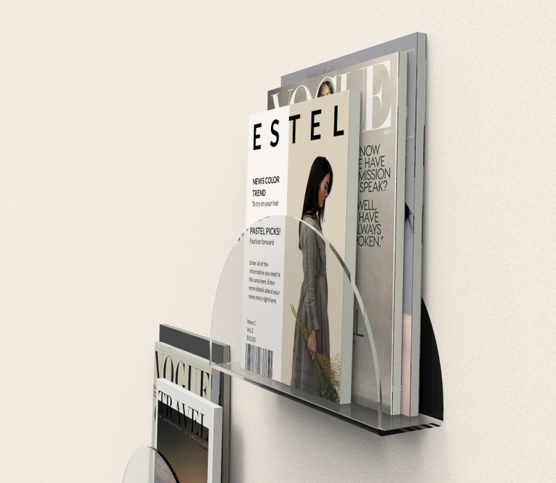 Minimalist Acrylic Magazine Wall Rack: Floating Book Storage - Etsy