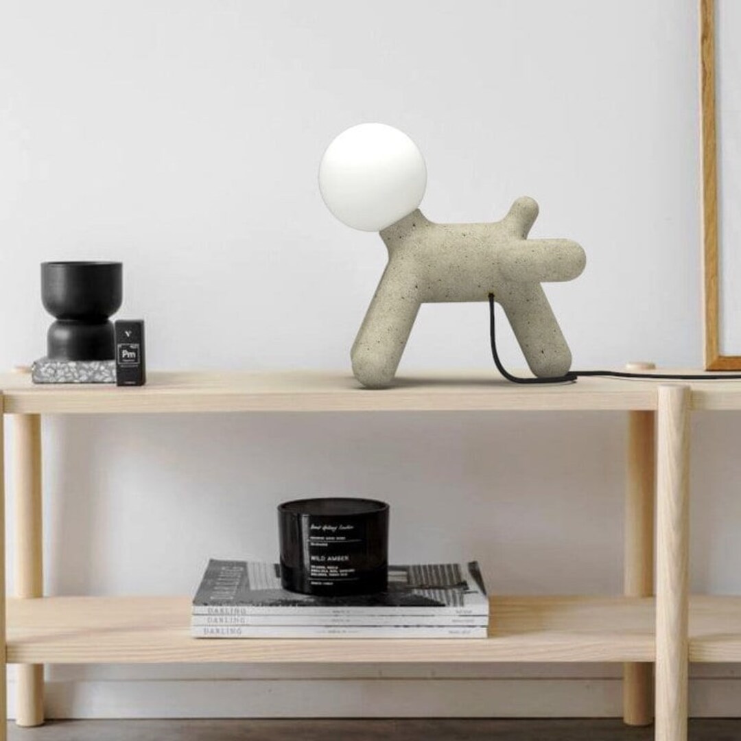 Dog Table Lamp/ Animal Table Lamp/ Concrete Lighting Fixture ...