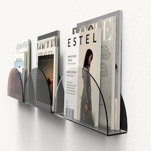 Minimalist Acrylic Magazine Wall Rack: Floating Book Storage - Etsy