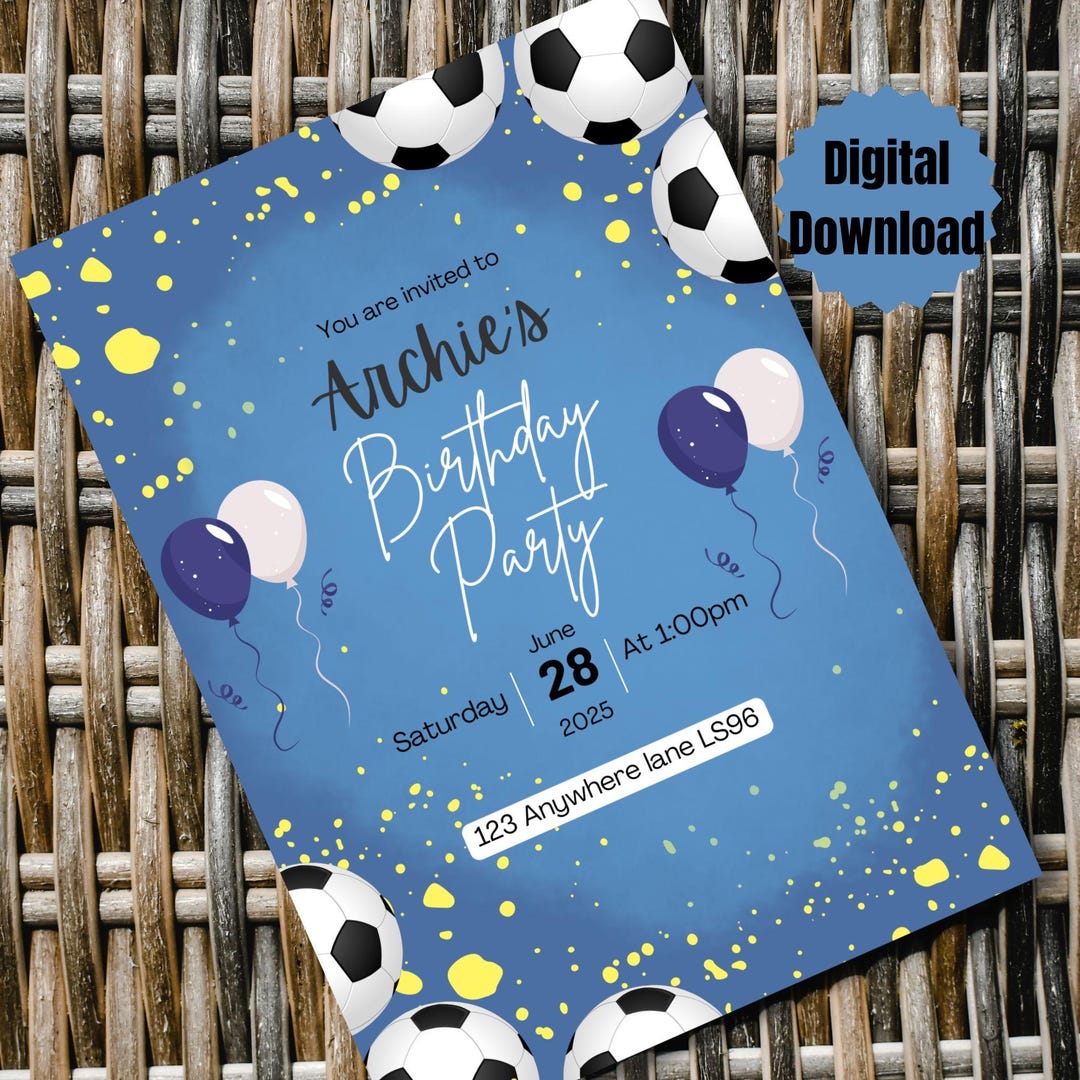 Birthday Party Invitation, Boys Football Party Invitation Template ...