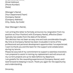 10 Professional Resignation Letter Templates - Customizable, Editable ...