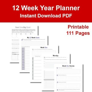 12 Week Year Planner PDF Instant Download 111-pages - Etsy
