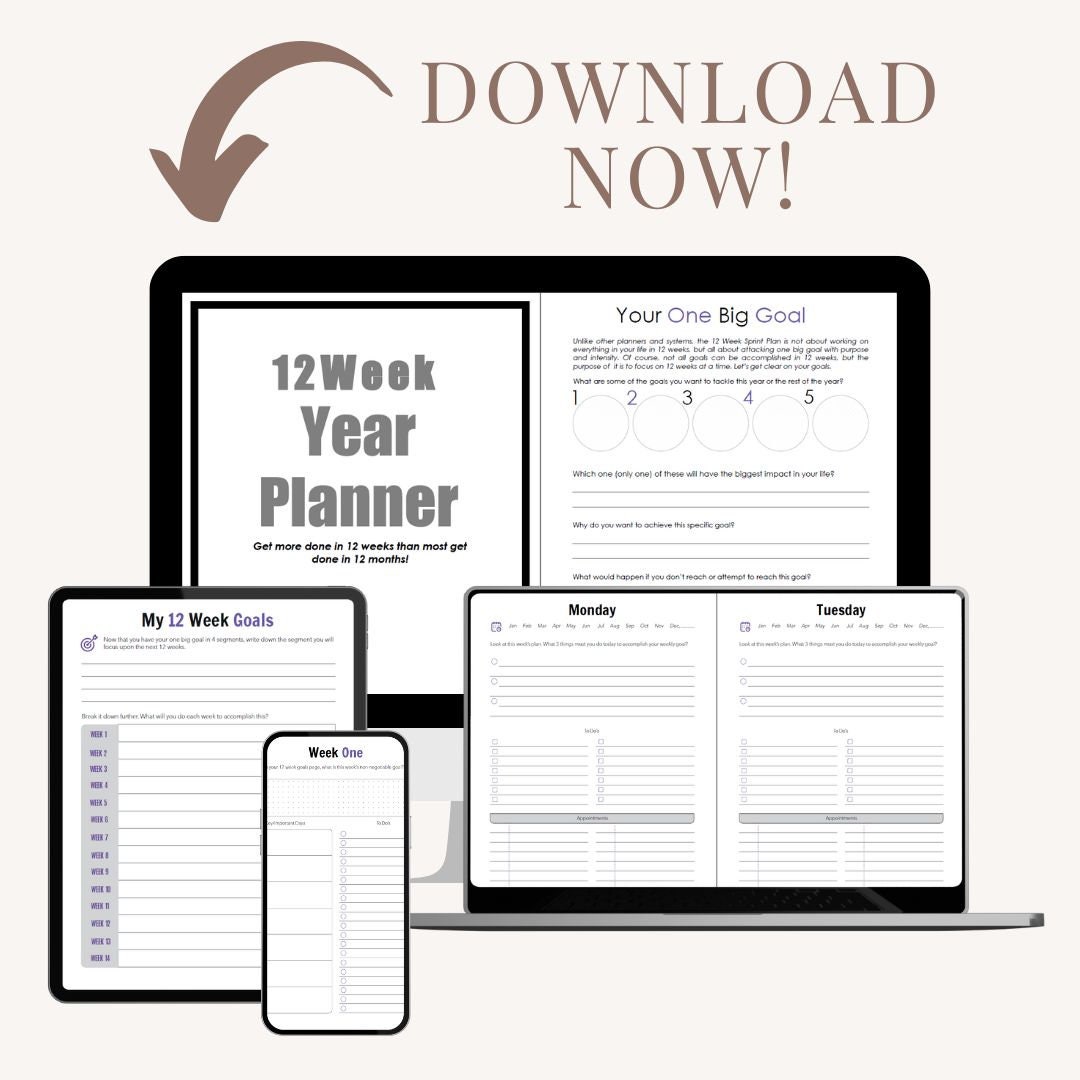 12 Week Year Planner PDF Instant Download 111-pages - Etsy