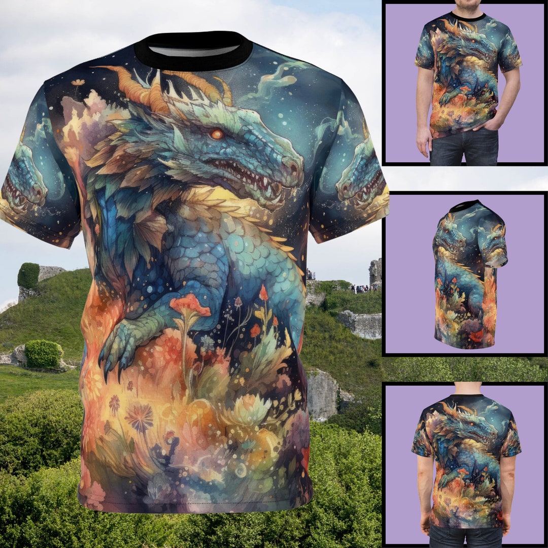 Dragon Shirt Fantasy Dragon Tee Mythical Creature Shirt Vintage Blue ...
