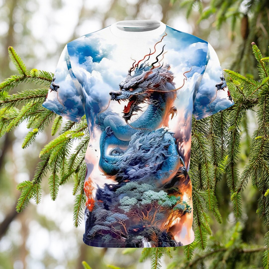 Dragon All Over Print Tee Warrior Graphic Print Shirt Military Gift T ...